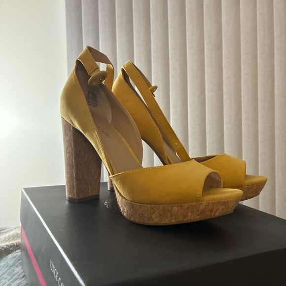 Sun + Stone | Shoes | Sun Stone Yellow Platform Heels With Chunky Heel ...